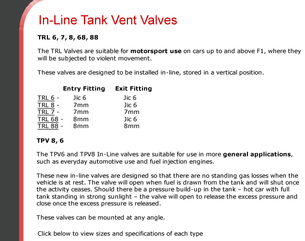 Newton Equipment Ltd - Tank Vent Valves - In-Line Valves